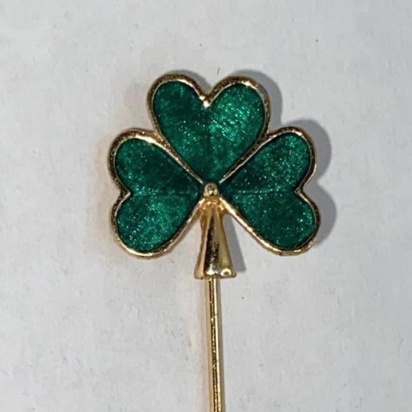 Other | Vintage Sol Dor Signed Irish Green Enameled Inlay Shamrock Gold ...